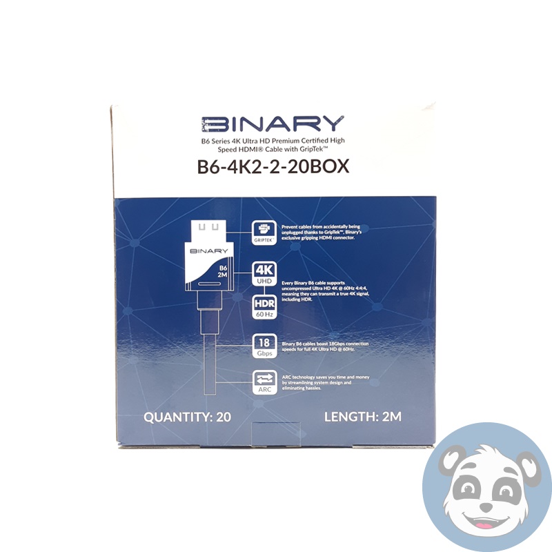 BINARY B6-4K2-2, Box of 20, 4K Ultra HD HDMI Cables, 18Gbps, 2m / 6.5ft ...